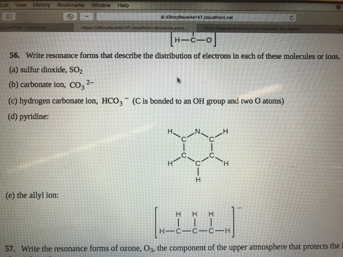 Solved Edit View History Window Help 147 56. Write resonance | Chegg.com
