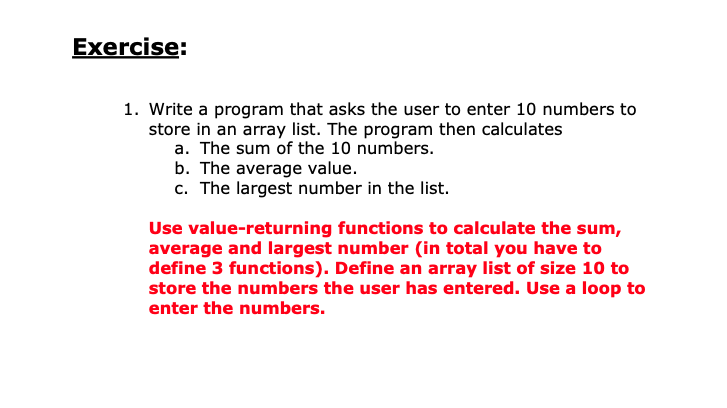 Solved 1. Write a program that asks the user to enter 10 | Chegg.com