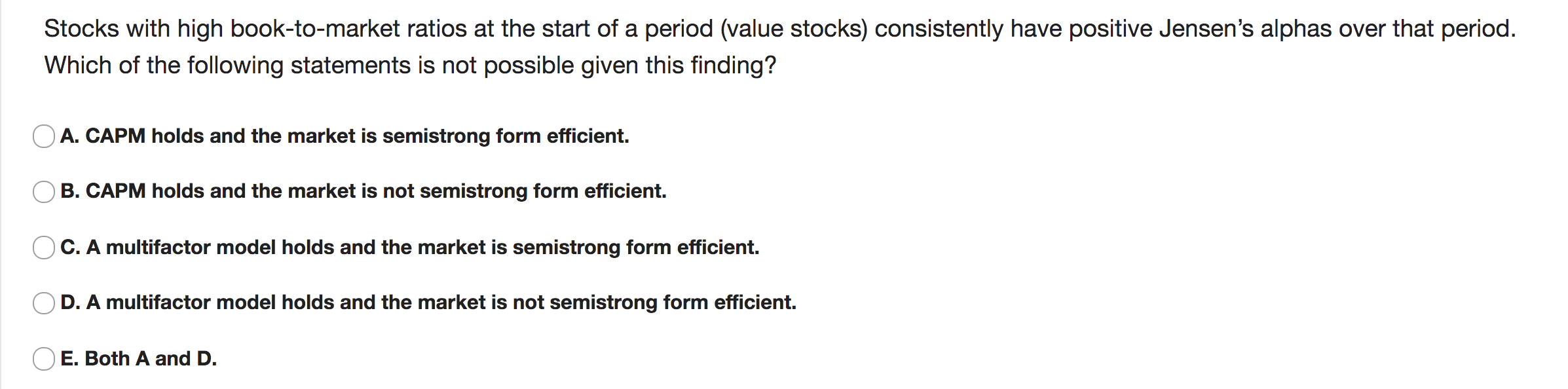 Solved Stocks with high book-to-market ratios at the start | Chegg.com