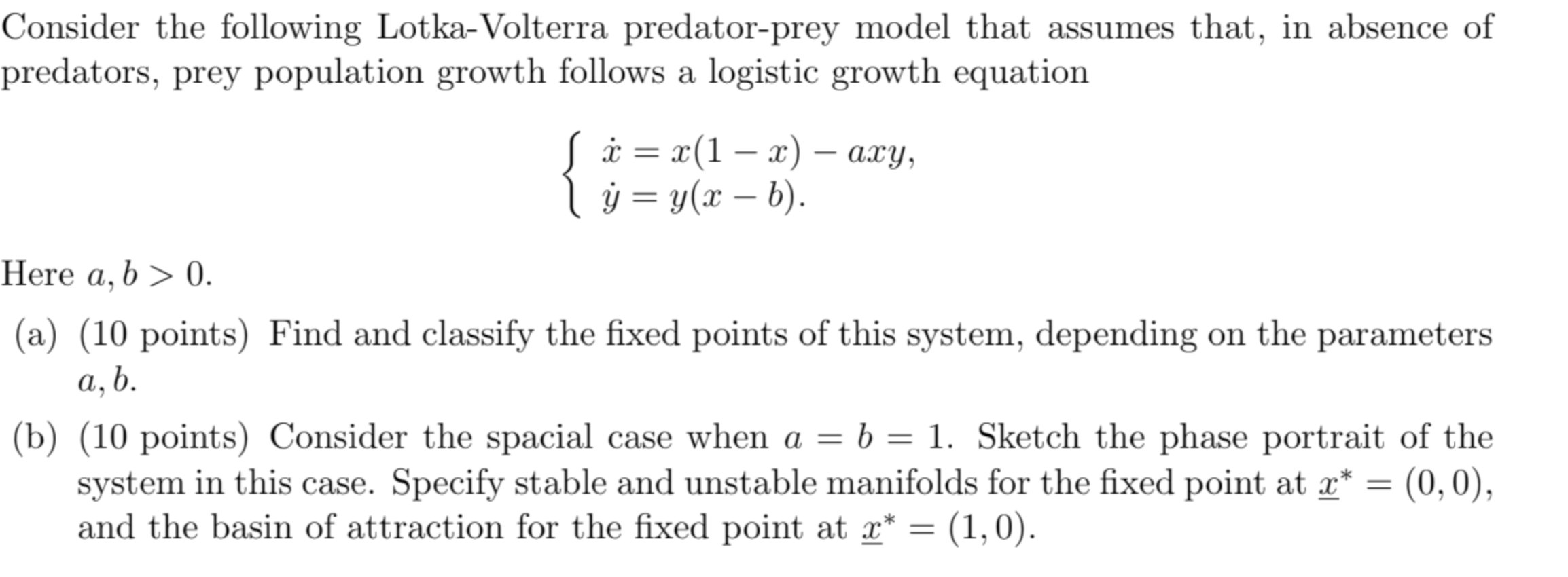 Consider the following Lotka-Volterra predator-prey | Chegg.com