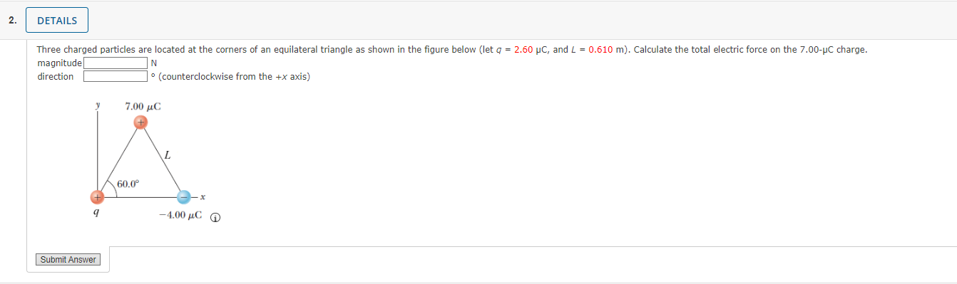 Solved magnitude N direction - (counterclockwise from the +x | Chegg.com
