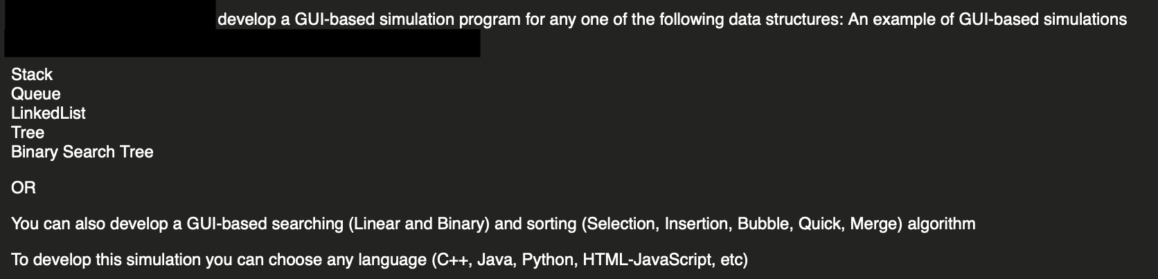 Solved develop a GUI-based simulation program for any one of | Chegg.com