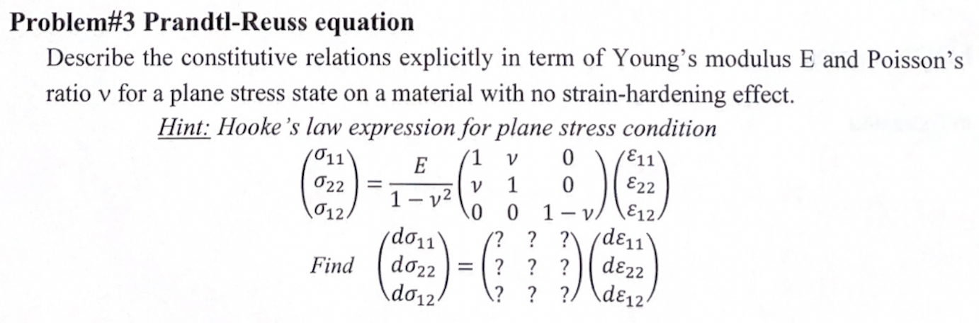 Solved Problem#3 Prandtl-Reuss equation Describe the | Chegg.com