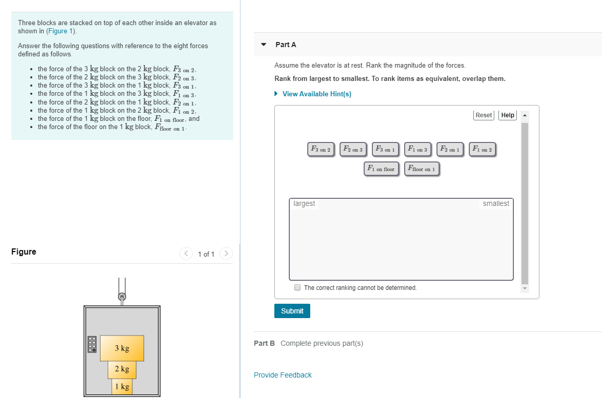 Solved Three blocks are stacked on top of each other inside | Chegg.com