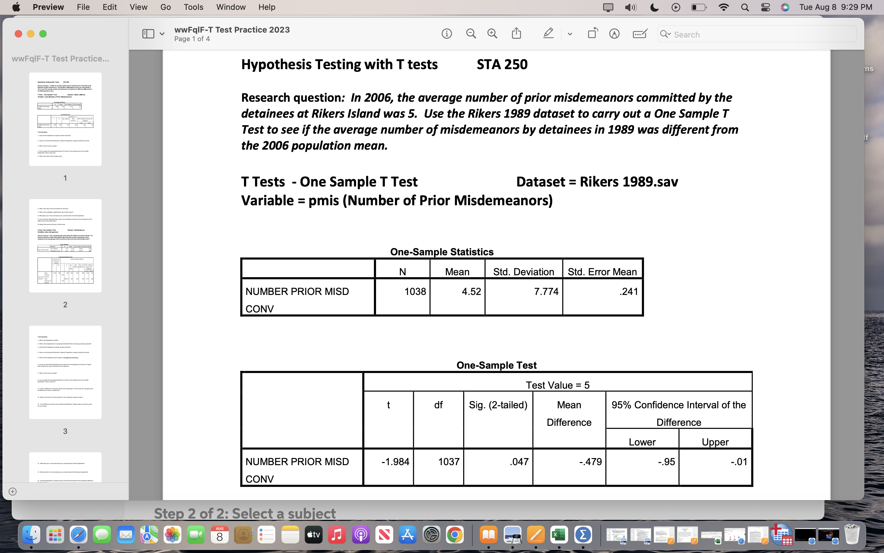 Solved T-test Questions1. State the Null Hypothesis using | Chegg.com