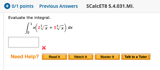 Solved Previous Answers ScalcET8 5.4.031.MI. 0/1 points | Chegg.com