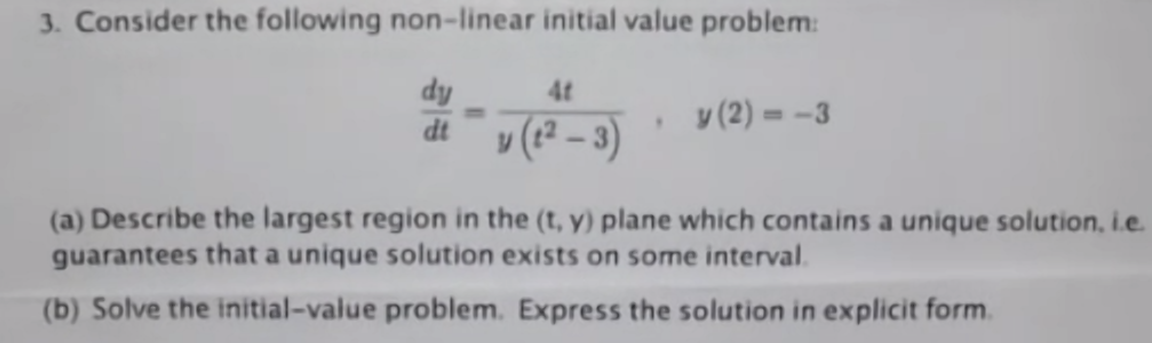 Solved 3. Consider the following non-linear initial value | Chegg.com