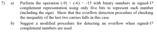 Solved 7) a) Perform the operation (-9) + (-6) = -15 with | Chegg.com