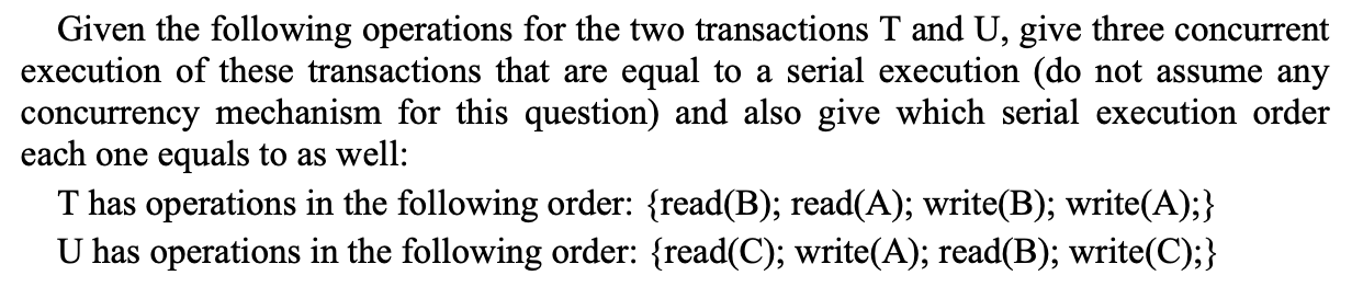 Solved Given the following operations for the two | Chegg.com