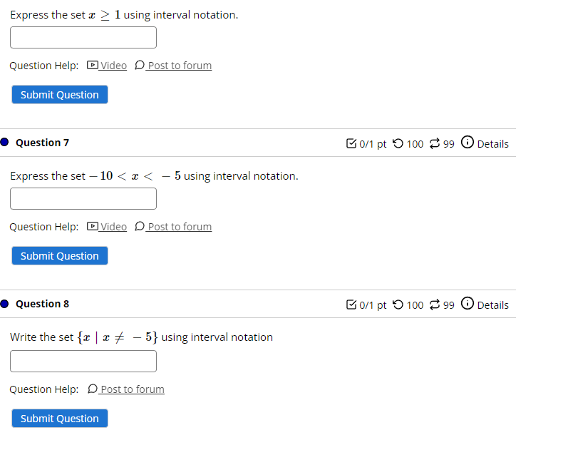 Solved Express the set x≥1 using interval notation. Question | Chegg.com