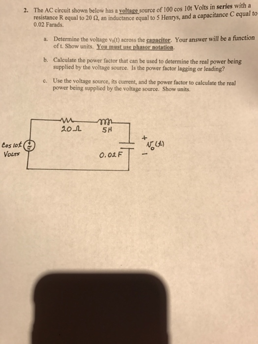 Solved The AC circuit shown below has a voltage source of | Chegg.com