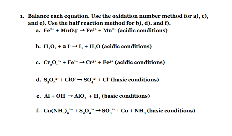 Solved Show Full Steps: Balance each equation. Use the | Chegg.com