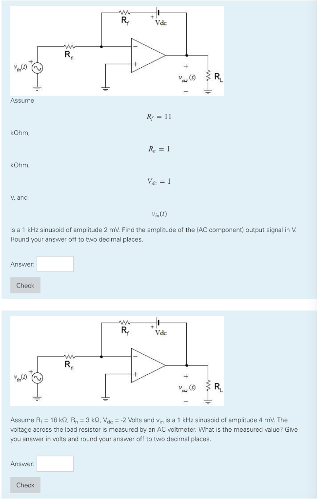 Solved Find the input resistance (in units of kOhm) of the | Chegg.com