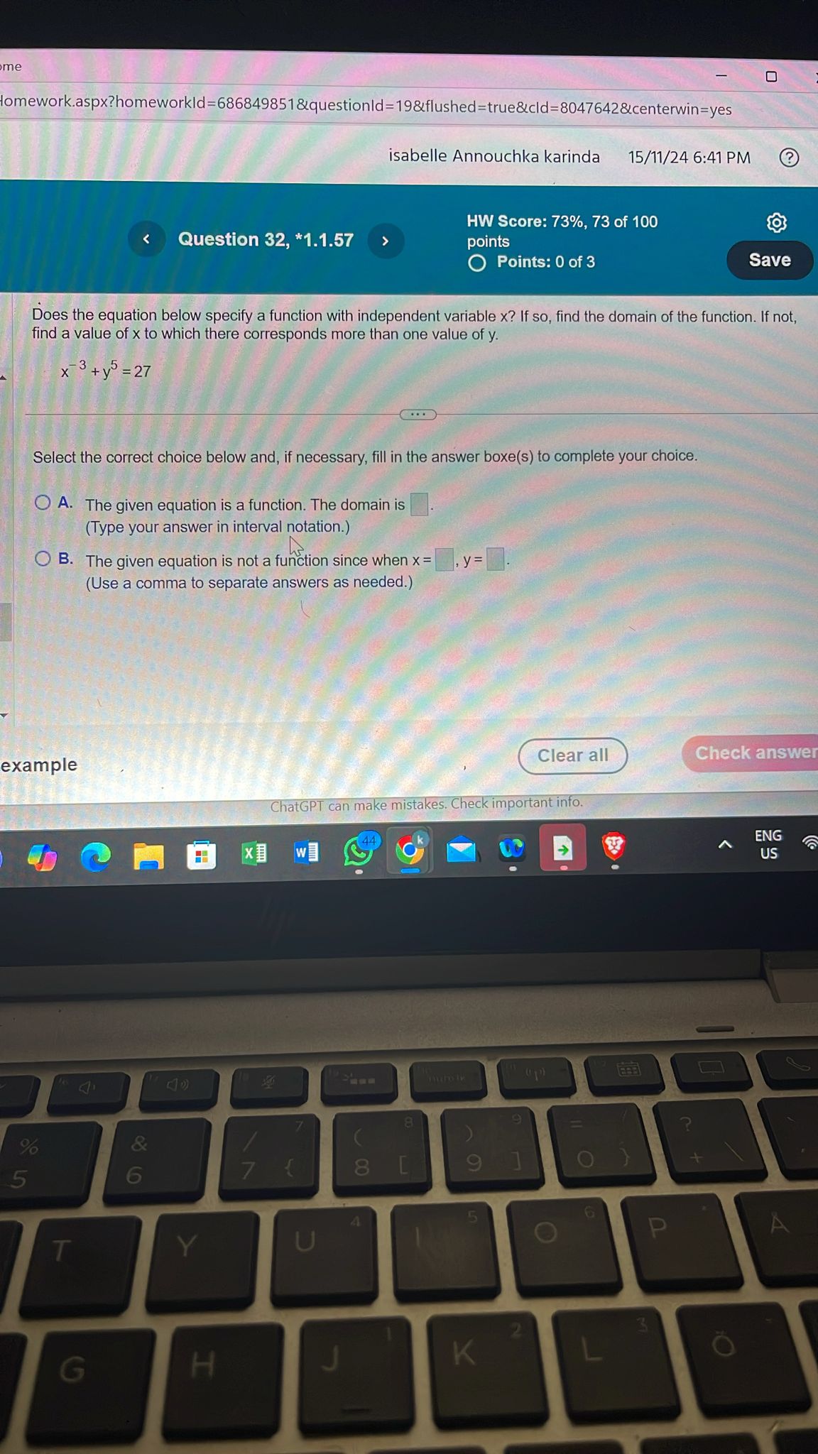 Does the equation below specify a function with | Chegg.com