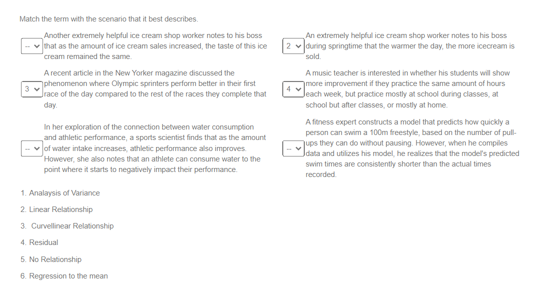 Solved Match the term with the scenario that it best | Chegg.com