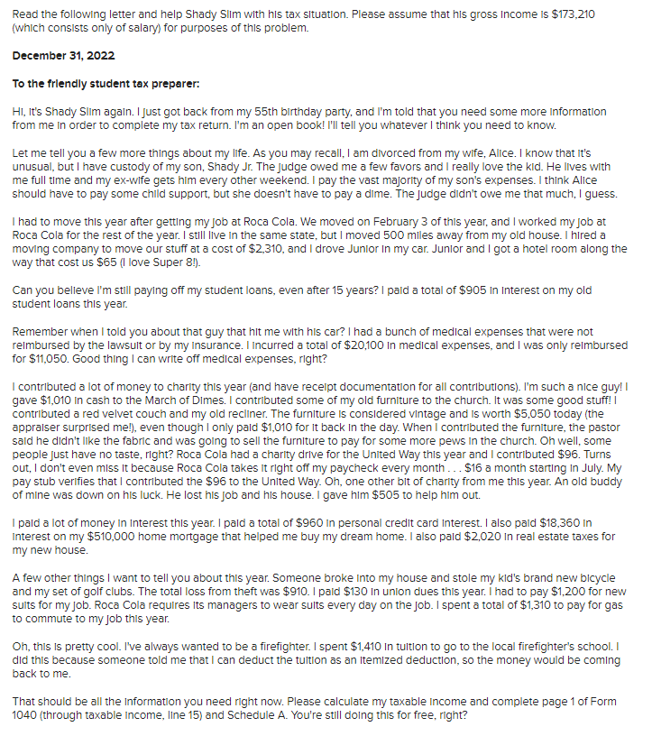 Solved Read the following letter and help Shady Sllm with | Chegg.com