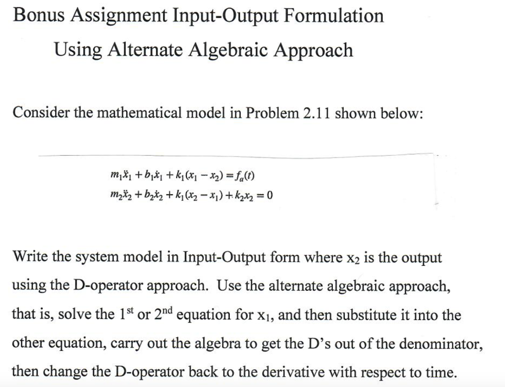 Solved Bonus Assignment Input-Output Formulation Using | Chegg.com