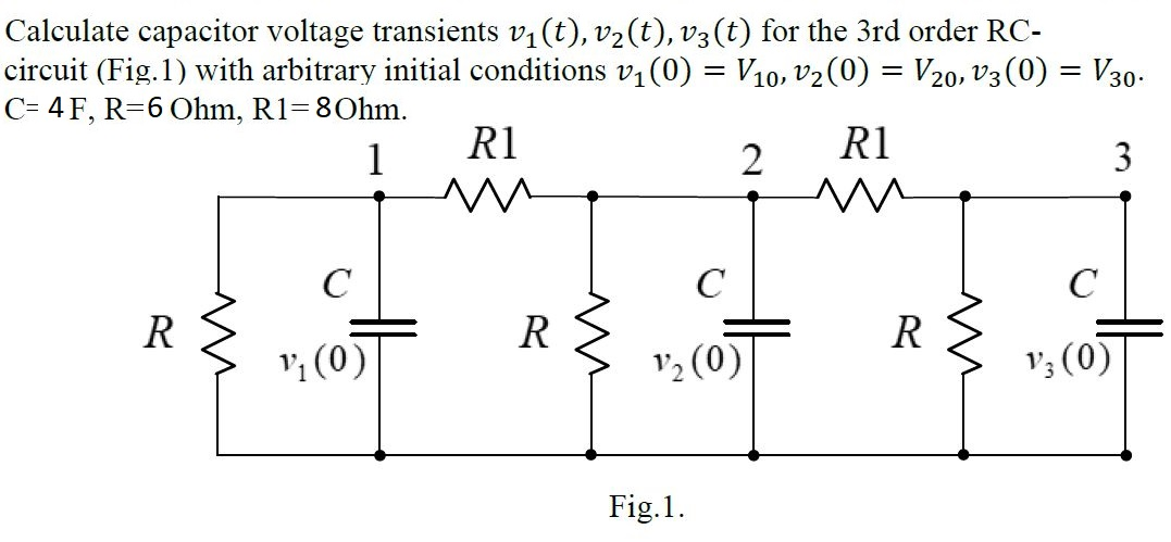 Solved Calculate capacitor voltage transients vi(t), v2(t), | Chegg.com