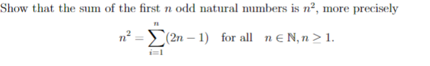 Solved Show that the sum of the first n odd natural numbers | Chegg.com