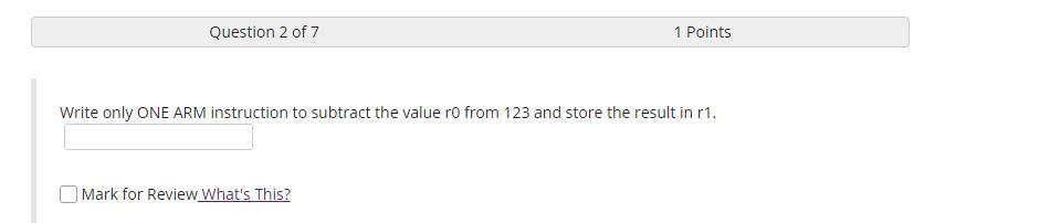 Solved Write only ONE ARM instruction to subtract the value | Chegg.com