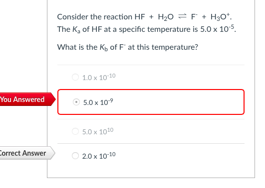 Solved + Consider the reaction HF + H20 F- H30 The Ka of HF | Chegg.com