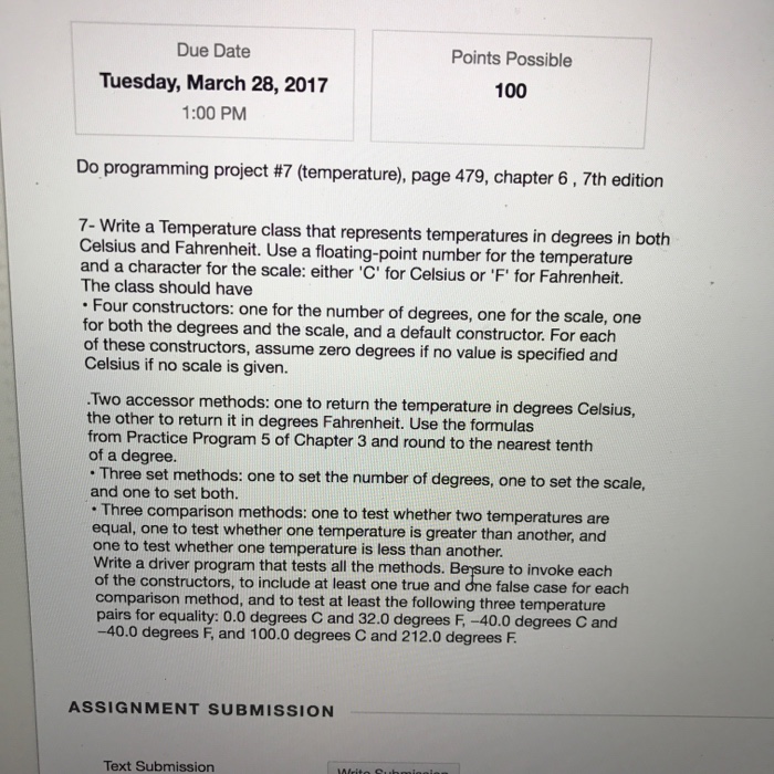 Solved Write a Temperature class that represents | Chegg.com