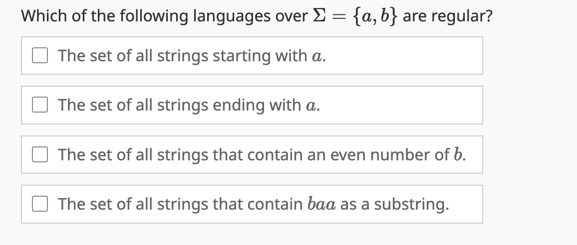 Solved Which of the following languages over Σ={a,b} ﻿are | Chegg.com