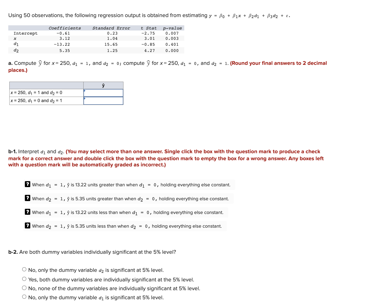 Solved Exercise 17-3 StaticUsing 50 observations, the | Chegg.com