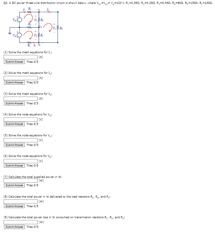 Solved Q3. A. DC power three-wire distribution circuit is | Chegg.com