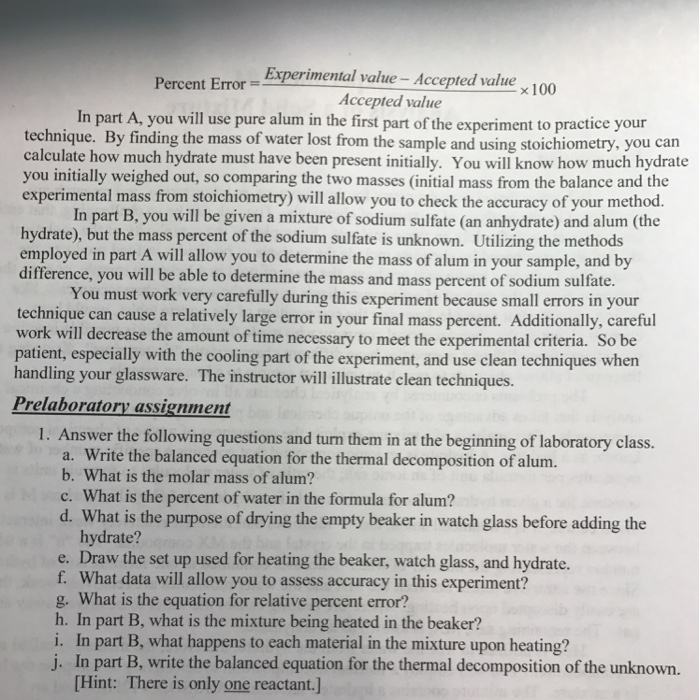 Solved Experimental value Accepted value x100 Percent Error | Chegg.com