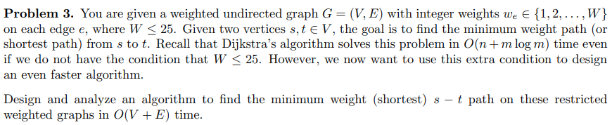 Solved Problem 3. ﻿You are given a weighted undirected graph | Chegg.com