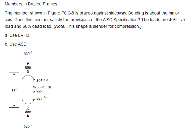 Solved Members in Braced Frames The member shown in Figure | Chegg.com