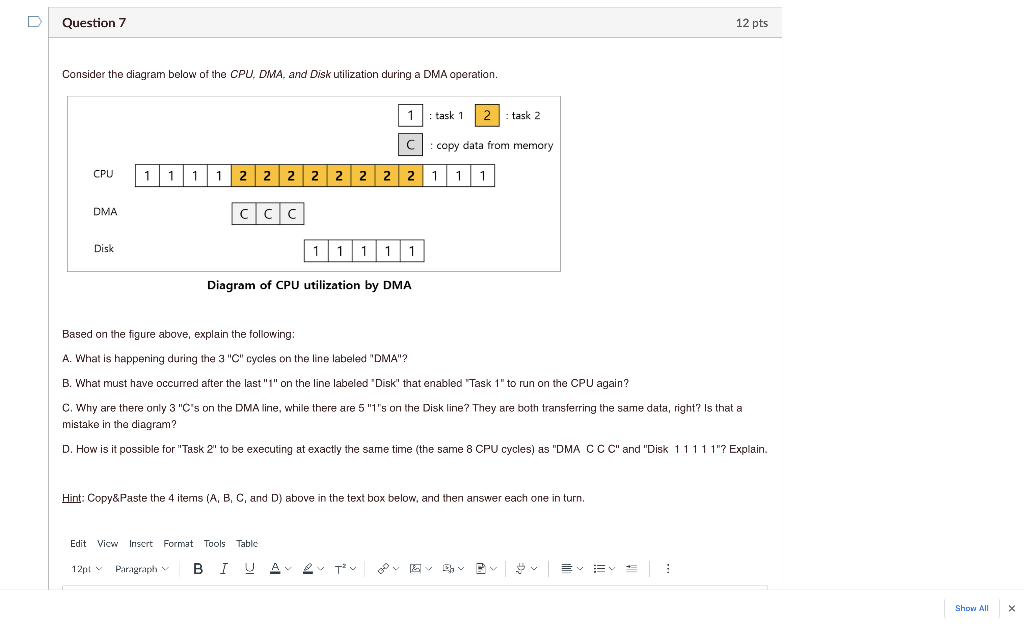 Solved Question 7 12 pts Consider the diagram below of the | Chegg.com