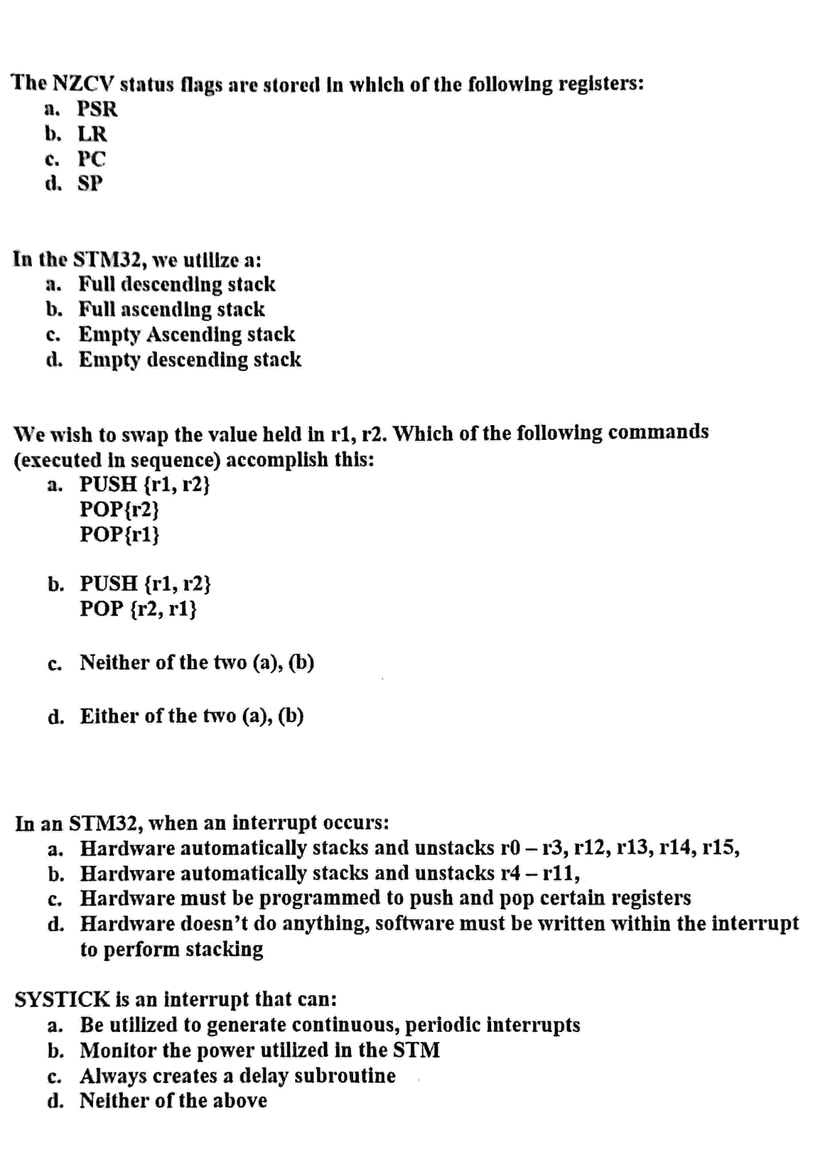 Solved The NZCV status flags are stored In which of the | Chegg.com