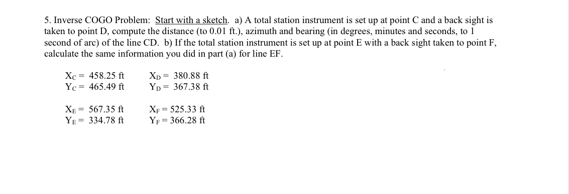 Solved Inverse COGO Problem: Start with a sketch. a) ﻿A | Chegg.com