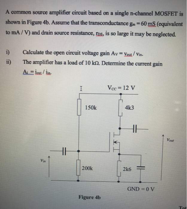 Solved A common source amplifier circuit based on a single | Chegg.com