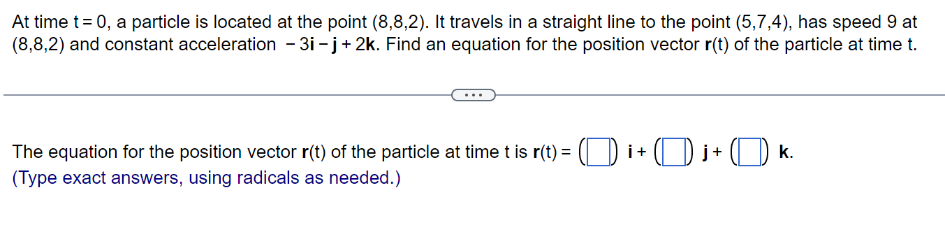 Solved At time t=0, a particle is located at the point | Chegg.com
