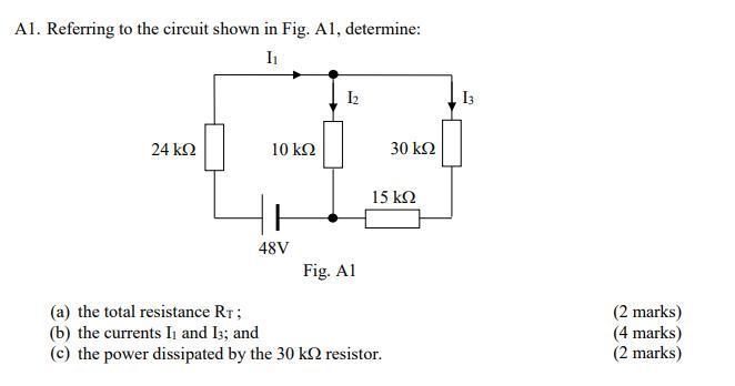 Solved A1. Referring to the circuit shown in Fig. A1, | Chegg.com