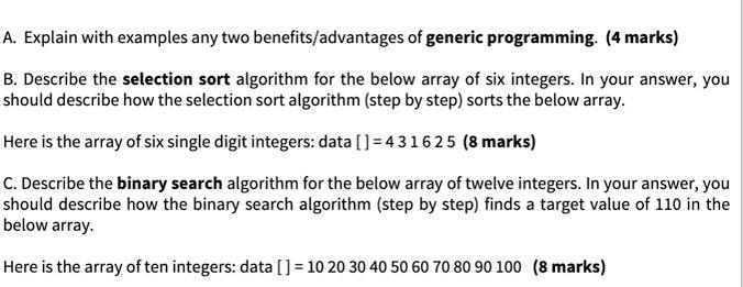 Solved A. Explain with examples any two benefits/advantages | Chegg.com