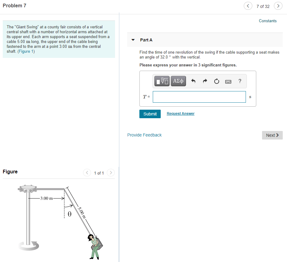 Solved Problem 7 7 of 32 Constants The "Giant Swing" at a | Chegg.com