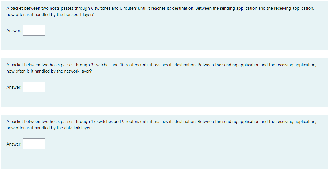 Solved A packet between two hosts passes through 6 switches | Chegg.com