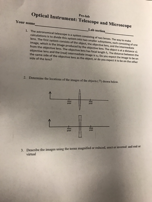 Solved Pre-lab Optical Instrument: Telescope and Microscope | Chegg.com