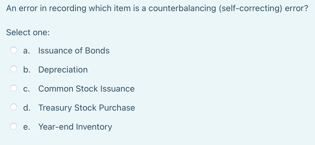 Solved An error in recording which item is a | Chegg.com