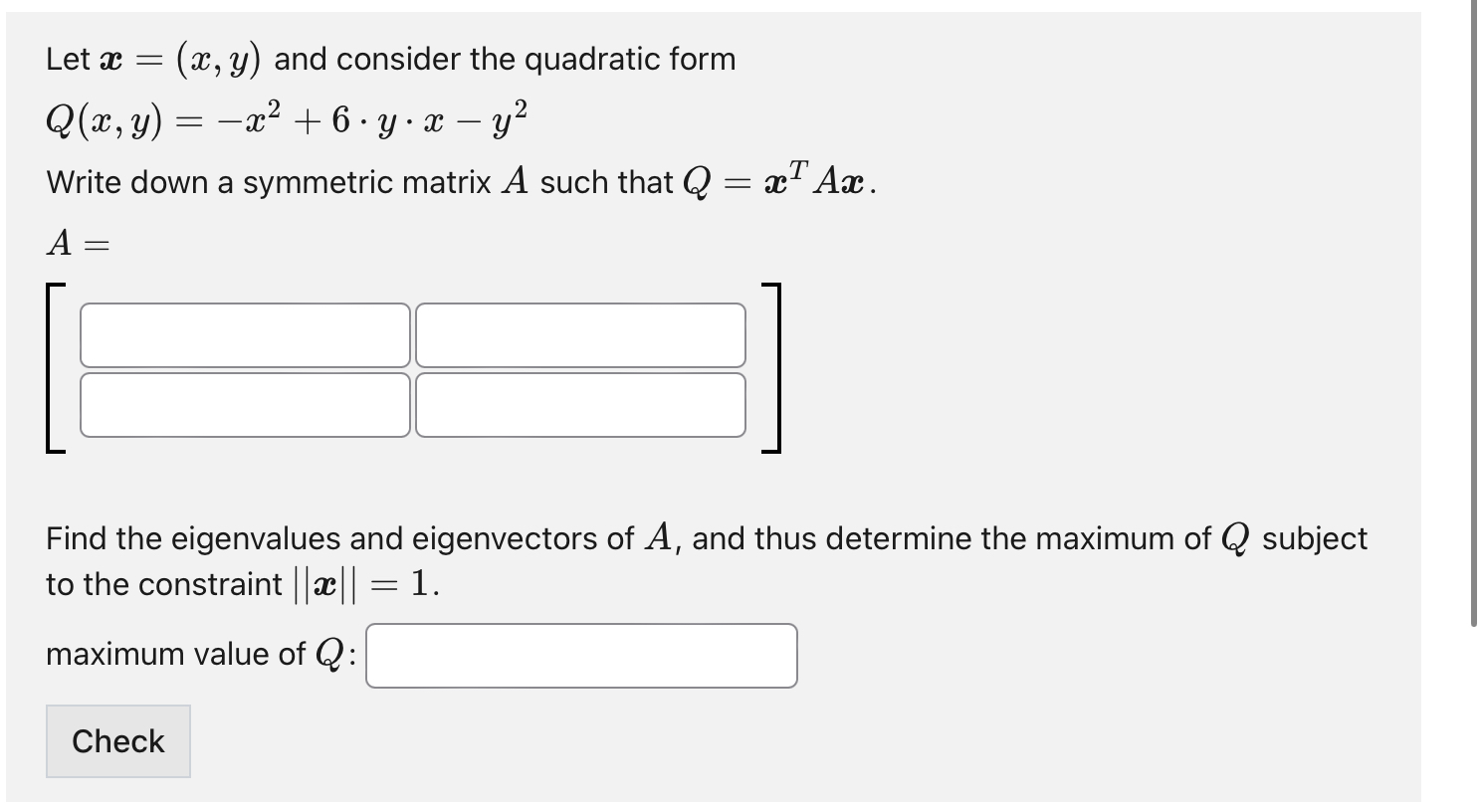 Solved Let x=(x,y) ﻿and consider the quadratic | Chegg.com
