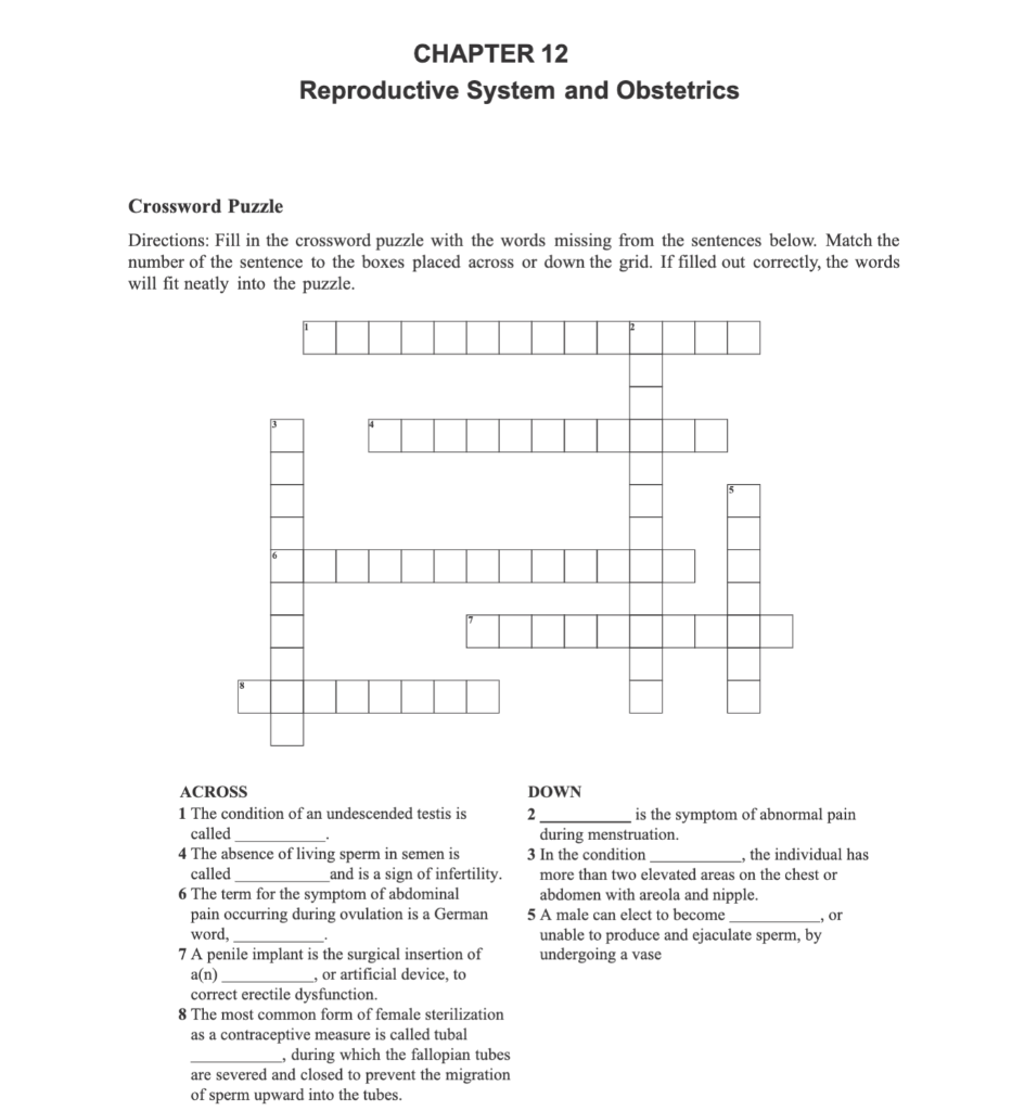 Solved CHAPTER 12 Reproductive System and Obstetrics | Chegg.com