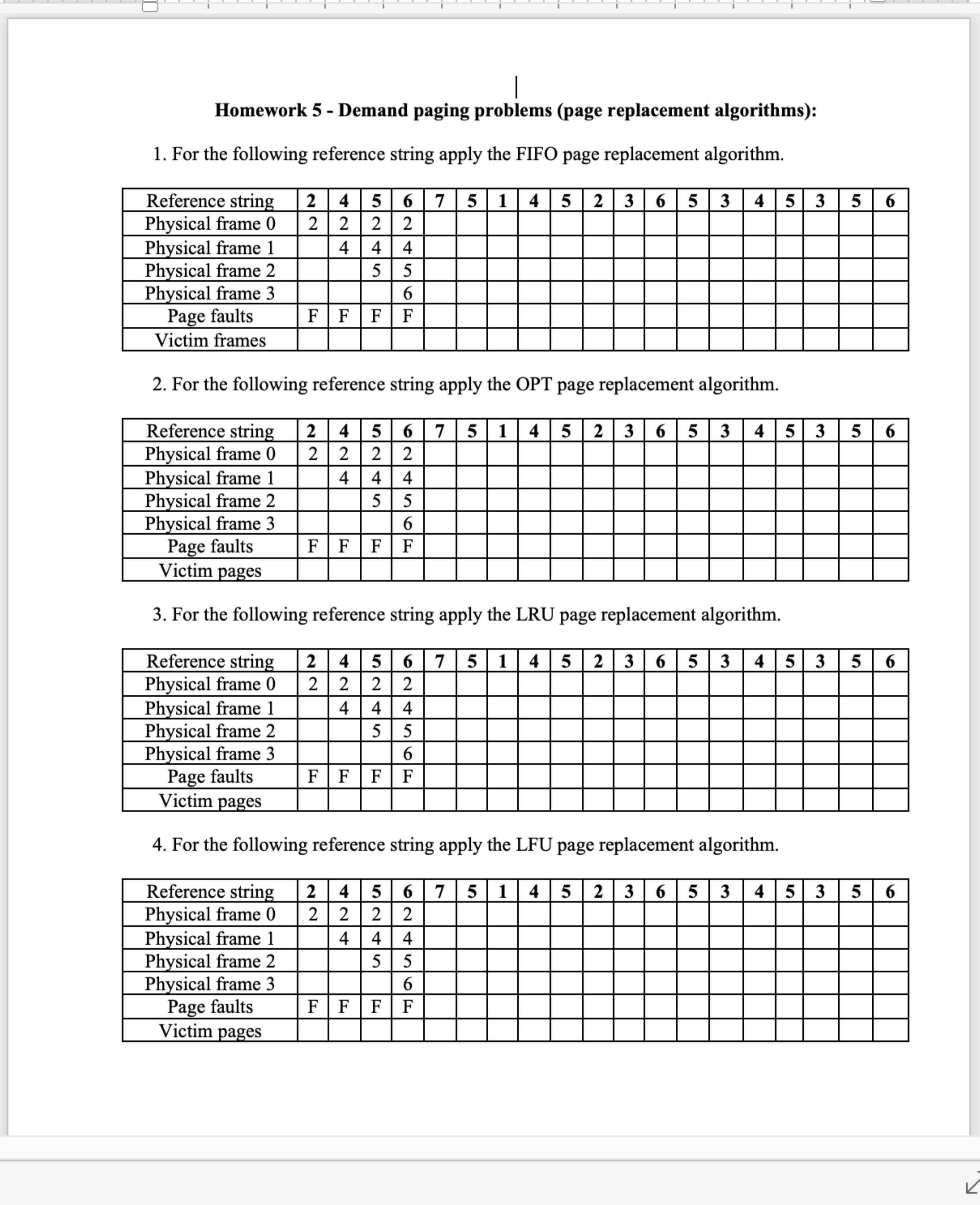 Solved Homework 5 - ﻿Demand paging problems (page | Chegg.com