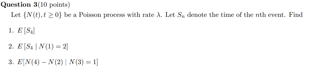 Solved Let {N(t),t≥0} be a Poisson process with rate λ. Let | Chegg.com