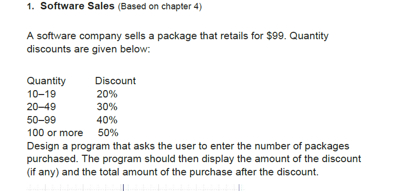 Solved 1. Software Sales (Based on chapter 4) A software | Chegg.com