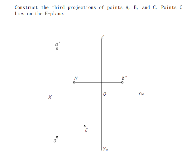 Solved Construct the third projections of points A, B, and | Chegg.com