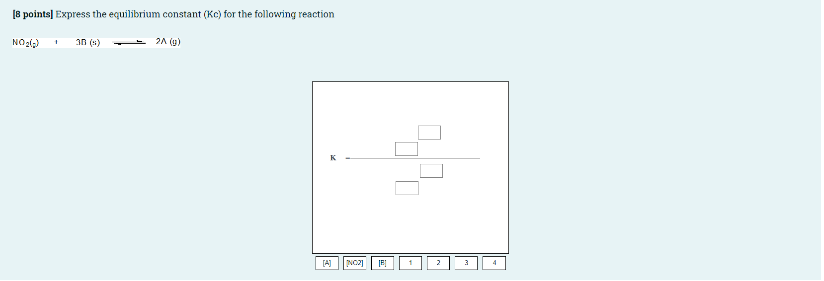 Solved [8 points] Express the equilibrium constant (Kc) for | Chegg.com